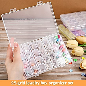 Bucherry 3 Sets Bead Storage Containers Small Jewelry Storage Box 84 Grids Dustproof Mini Clear Plastic Jewelry Organizer Box with Lids for Earrings