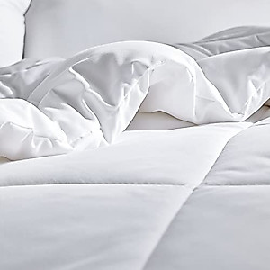 CozyLux Queen Size Bedding Comforter Duvet Insert - Quilted White Comforters with Corner Tabs, 1800 Series Soft Siliconized Fiberfill All Season Down Alternative Bed Comforter - Box Stitched