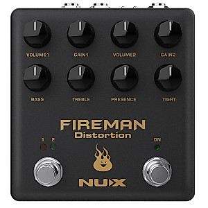 NUX Fireman Distortion Effect Pedal Dual Channel Brown Sound