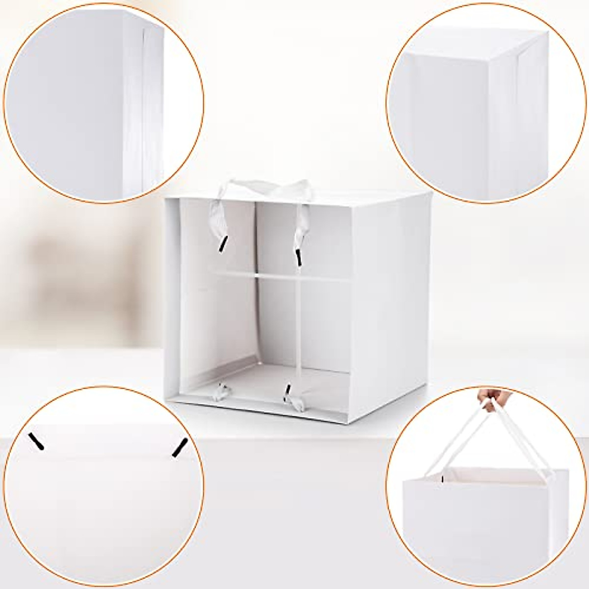 Yahenda 24 Pcs 12 x 12 x 12 Inch Large White Kraft Paper Gift Bags with Handles Square Gift Bags Bulk, Large Shopping Merchandise Bags, Wedding Bags, Birthday Party Favor Bag Goodie Craft Retail Bag