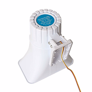 KLLsmDesign 30W Alarm Siren ,Dual Tone Outdoor Self Contained Electric Security Ring Siren with Bracket，6-12V DC 1.1Ah 130db 8 X 5.5 X 9 Inch for Car Home Doorbell Security Protection System,White