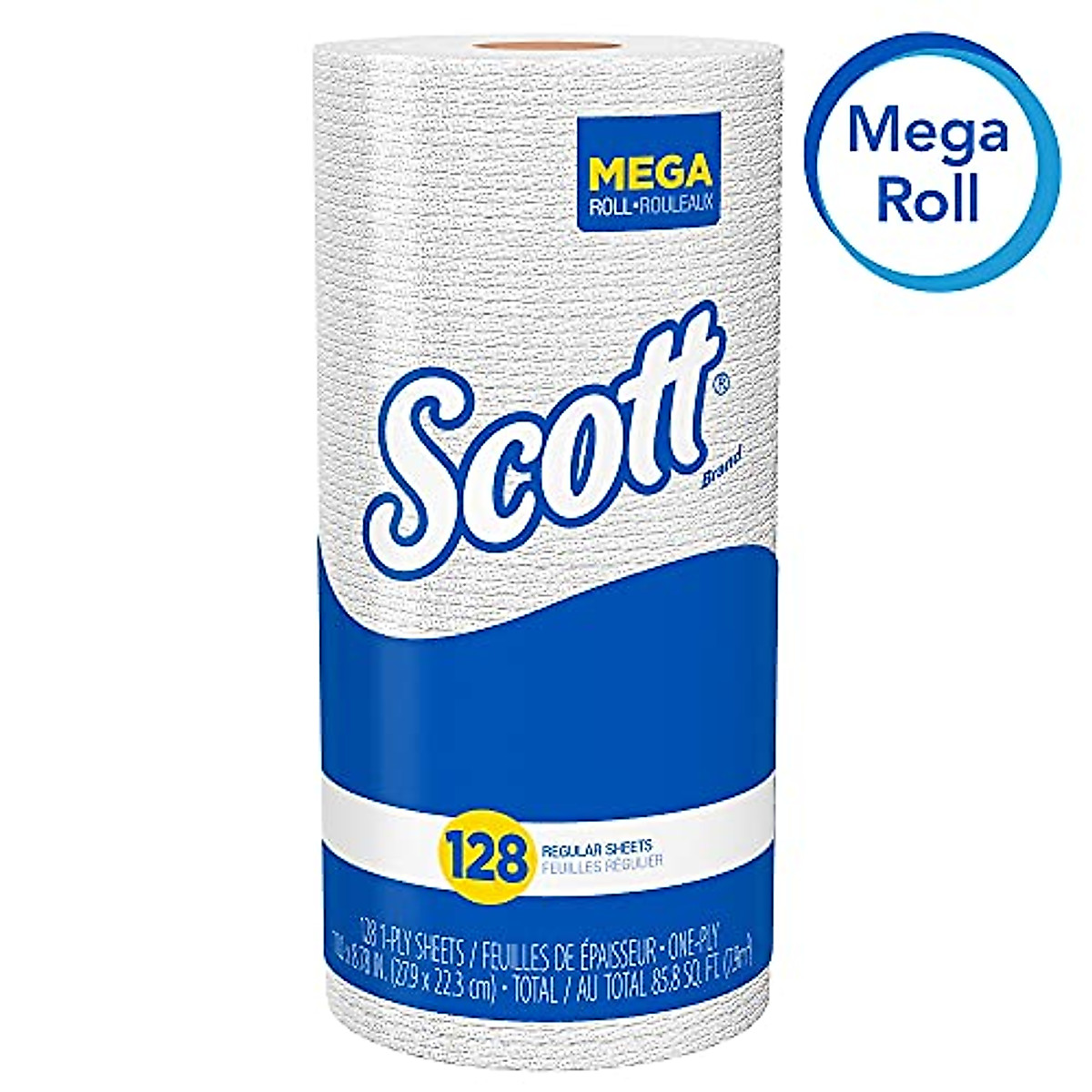 Scott Kitchen Paper Towels (41482) with Fast-Drying Absorbency Pockets, Perforated Standard Paper Towel Rolls, 128 Sheets/Roll, 20 Rolls/Case