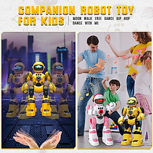 RC Robot Toys for Kids Ages 3 4 5-7 Year Old Magic Record Voice Function, Remote Control Robots Toy for Boys and Girls Programmable Music Dance Interactive Warrior Robo Birthday Gift for Toddler