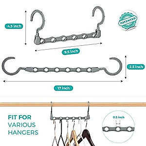 HOUSE DAY Space Saving Hangers for Clothes 10 Pack, Magic Hangers Multi Hangers Organizer, Closet Organizers and Storage System Closet Space Saver Hangers, Collapsible Hangers for Clothes, Gray