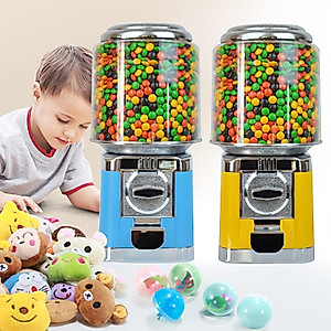 Candy Machine Automatic Gumball Machine Commercial Toy Vending Machine Bubble Gum Machine Home Vending Machine Coin Gumball Machine for Kids Accommodated 32mm Balls (Yellow)