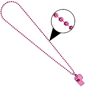 Pink Whistle On Chain Necklace (36") 1 Count - Premium Quality Plastic, Lightweight & Durable - Eye-Catching Design & Multipurpose Accessory - Perfect For Sports, Safety & Fashion