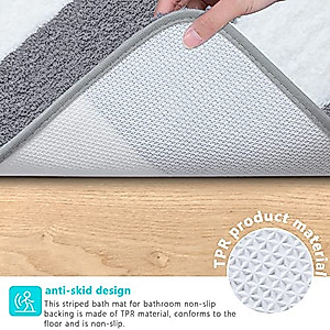 WEIDUOYI Microfiber Bathroom Rugs, Non-Slip Shaggy Soft Bath Rug, Thick Plush Bathroom Mat, Ultra Absorbent and Machine Washable Dry Bath Mats for Bathroom, (16" x 24", Grey1)