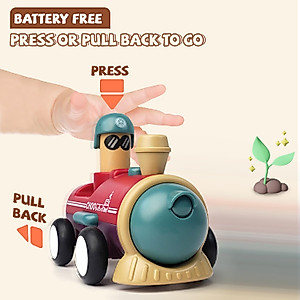 LiKee Toy Cars for Toddlers 1 2 3 4 Years Old Boy Girl, 4 Pcs Pull Back Cars for 18+ Months Baby Infant Gift, Kids Trucks Push and Go Back Friction Powered Vehicles (Transport)