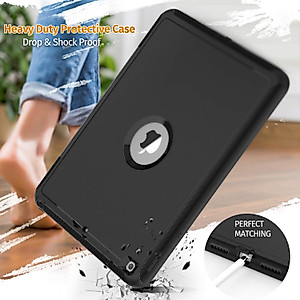 Timecity Case for iPad 9th Generation 10.2 inch 2021, Case for iPad 8th/ 7th Gen 2020/2019, Durable Protection Case with Pencil Holder Folding Stand Smart Cover Auto Sleep/Wake - Black