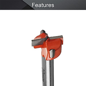 Utoolmart Forstner Drill Bits, 22mm Cemented Carbide Wood Cutter Tool, Round Shank Woodworking Hole Saw Cutter, 85mm Length Woodworking Hole Boring Bit, Orange