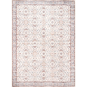 nuLOOM Gemma Machine Washable Transitional Floral Area Rug, 5' x 8', Beige, Rectangular, 0.15" Thick