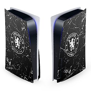 Head Case Designs Officially Licensed Chelsea Football Club Black Marble Mixed Logo Vinyl Faceplate Sticker Gaming Skin Case Cover Compatible with Sony Playstation 5 PS5 Disc Edition Console
