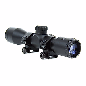 TacFire Compact Fixed Power Rifle Scope Rangefinder Reticle with Set of 1 Rings, 4 x 32, Black