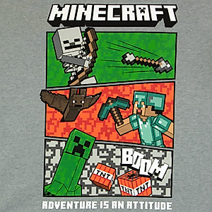Minecraft Boys Creeper & Characters 3 Colors Short Sleeve T-Shirt Set, 3 Pack (Green/Grey/Black, Size 8)
