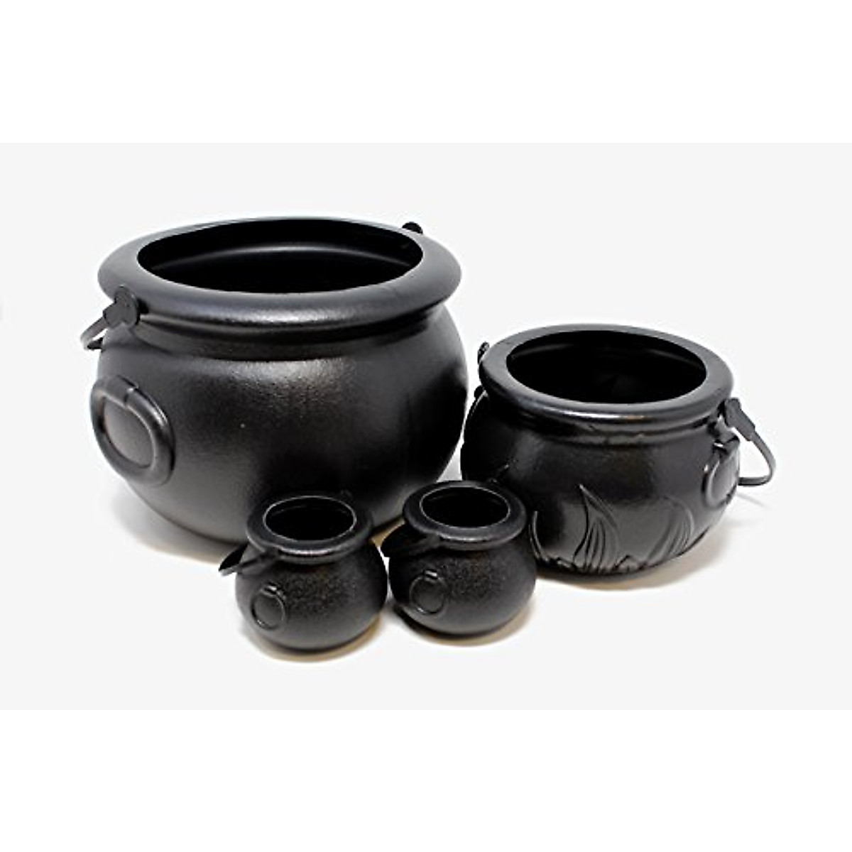 JOYIN Black Cauldron with Handle 8" for St. Patrick's Day Party Favors Decorations, Halloween Parties Candy Bucket, Candy Kettle and Pot of Gold Cauldron (Pack of 4)