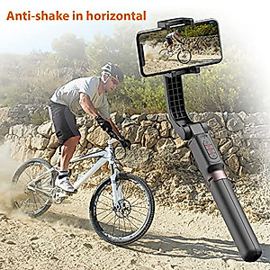 Gimbal Stabilizer for Smartphone with Extendable Selfie Stick and Tripod, 1-Axis Multifunction Remote 360°Automatic Rotation, Auto Balance for iPhone/Android Black