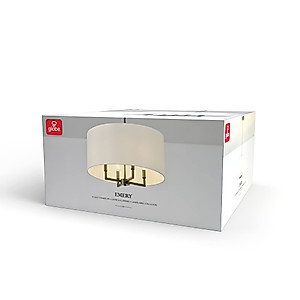 Globe Electric 67000065 4-Light Chandelier, Matte Black, Beige Fabric Shade, Ceiling Light, Chandeliers for Dining Room, Ceiling Light Fixture, Lights for Room Décor, Bulb Not Included