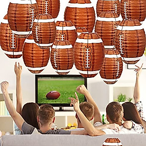 22 Pcs Football Paper Lanterns Football Hanging Decoration Paper Football Party Decor 12 Inch, 10 Inch, 8 Inch Decorative Sports Ball Lantern for Birthday Baby Shower Party Supplies