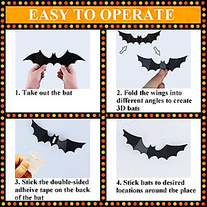 Dokeawo Witch hats 8 Pack Halloween Witches Hat with 108 Feet Hanging Rope & 32Pcs 3D Bats, Hanging Witch Hats Halloween Decor Witches Costume Accessory for Halloween Party Favor