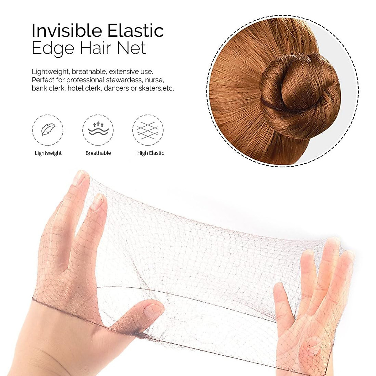20 Pcs Hair Nets for Women Bun,Invisible Hair Nets Elastic Edge Mesh (Coffee)