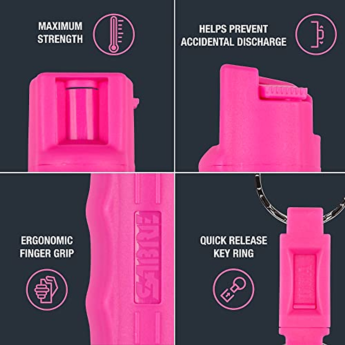 SABRE Advanced Pepper Spray Keychain with Quick Release – 3-in-1 Pepper Spray, CS Tear Gas & UV Dye – Maximum Strength Police OC Spray, Finger Grip for Better Aim – Optional Practice Spray