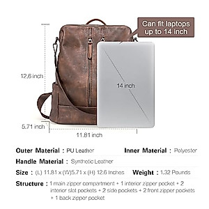 CLUCI Leather Backpack Purse for Women Convertible Large Travel Ladies Designer Fashion Casual Shoulder Bag