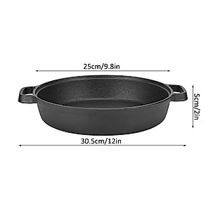 Cast Iron Skillet with 2 Handle, Non Stick Heat Resistant Frying Pan 25cm Rounde Mini Flat Bottomed Camping Skillet Cooking Cookware for Cooking Egg Steak