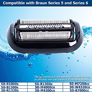 53B Shaver Head Replacement Compatible with Braun 5 Series 6 Series Shavers, Electric Shaver Head Replacement Foil and Cutter for 5020s, 5018s, 5050cs, 6020s, 50-R1000s