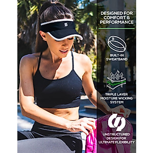 SAAKA Super Absorbent Visor for Women. Premium Packaging. Running, Tennis, Golf & All Sports. Lightweight & Adjustable. Black