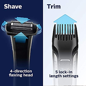 Philips Norelco Bodygroom Series 7000 Showerproof Body Trimmer & Shaver with Case and Replacement Head, BG7040/42