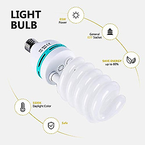 NEEWER 700W Equivalent Softbox Lighting Kit, 2Pack 5500K CFL Lighting Bulbs, 24x24 inches Softboxes with E27 Socket, Photography Continuous Lighting Kit Photo Studio Equipment