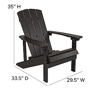 Flash Furniture Charlestown Poly Resin Adirondack Chair - Slate Gray - All Weather - Indoor/Outdoor - Set of 2