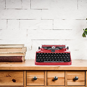 FOMIYES Vintage Typewriter Model Metal Manual Typewriter Antiques Retro Electric Typewriter Desktop Ornament for Home Office Study Room Decoration Red