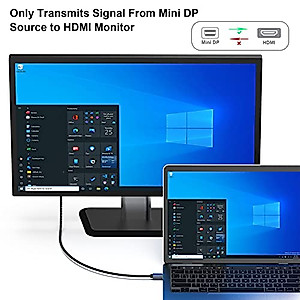 BENFEI Mini DisplayPort to HDMI Cable, 4K Mini DP to HDMI 6 Feet Cable (Thunderbolt Compatible) with MacBook Air/Pro, Surface Pro/Dock, Monitor, Projector - Grey