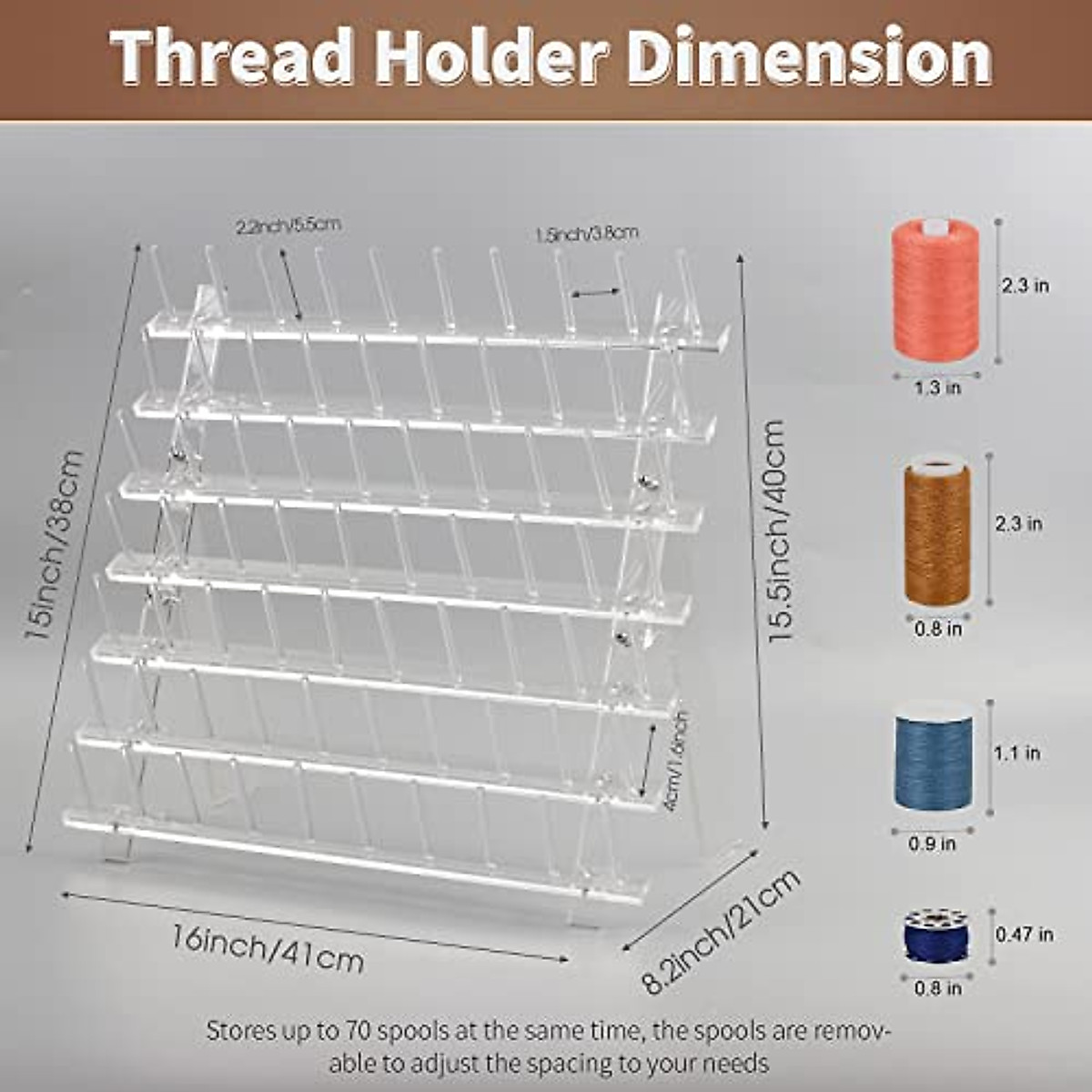 Thread Holder Organizer for 70 Spools, Mofasvigi Clear Acrylic Braiding Hair Rack for Hair Separated, Large Plastic Thread Rack Stand for Embroidery Sewing Quilting Thread Storage