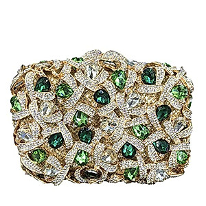 Ladies Elegant Olive Evening Bags and Clutches for Women Formal Party Crystal Clutch Purse Wedding Party Handbag Purse Gold M
