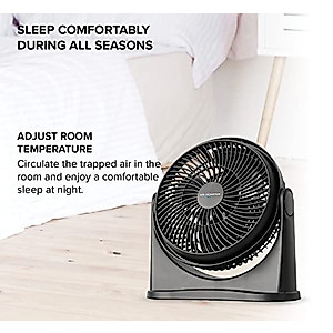 Air Monster 15655 High Velocity 3 Speed 8 Inch Adjustable Tilt Mini Personal Desk Fan with Wall Mount Option and Carry Handle, Black