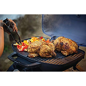 Napoleon TravelQ 285 Portable Gas BBQ Grill, Propane, Blue Lid - TQ285-BL-1 – Two Burners, Cast Iron Cooking Grids, Ideal for Camping & Tailgating