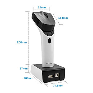 NETUM Fashionable Bluetooth Wireless 1D Barcode Scanner, Hands Free CCD Barcode Reader with Stand and Built-in Memory, Works with MAC OS, Windows, iOS, Android -DS5000