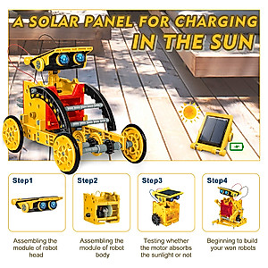 KooQii Upgrade STEM 12 in 1 Educational Toys Solar Robot Building Kit,Solar and Cell Powered 2 in 1 DIY STEM Project Learning Science Kits for Kids Age 8-12 for Birthday Gift and Travel Activity
