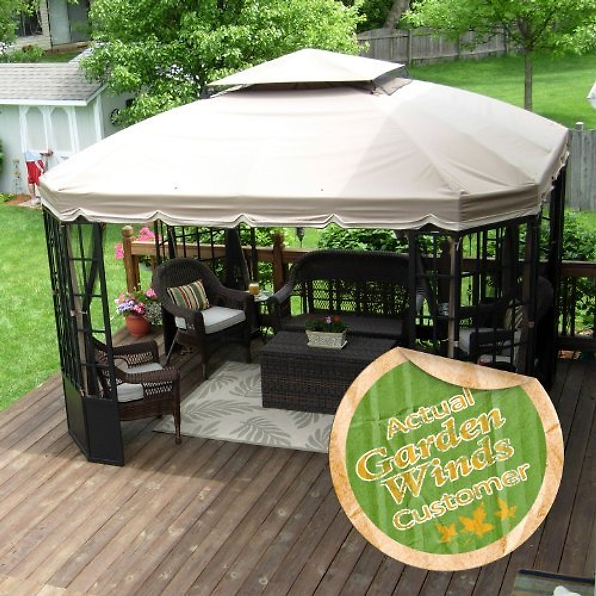 Garden Winds Replacement Canopy Set for The Sears Bay Window Gazebo, with Ultra Stitch and Dura Pockets