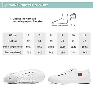 Women's Sneakers Canvas Shoes for Women Lace up Fashion Canvas Sneakers Classic Low Top Casual Shoes（White.US6）