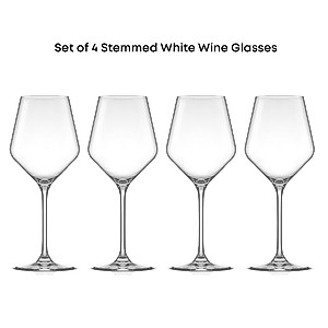 JoyJolt Layla White Wine Glasses, Set of 4 Italian Wine Glasses, 13.5 oz Clear Wine Glasses – Made in Europe