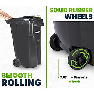 Alpine 64 Gallon Trash Can with Wheels - Large Heavy Duty Outdoor Trash Can with Lid, Rolling Trash Can Outdoor, Outside Wheeled Garbage Can for Residential and Commercial Use (Black)