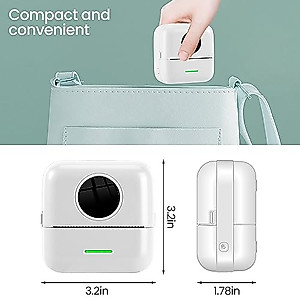 ZERNBER X5 Mini Printer Sticker Printer, Portable Inkless Black and White Thermal Bluetooth Sticker Printer for Pictures, Notes, Kids DIY Gifts (Free 10 Rolls of Printing Paper) White…
