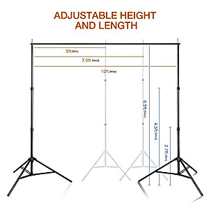 Yesker Photo Video Studio 10ft Adjustable Backdrop Stand, Background Support System Kit with Carry Bag for Photography Studio Parties Wedding