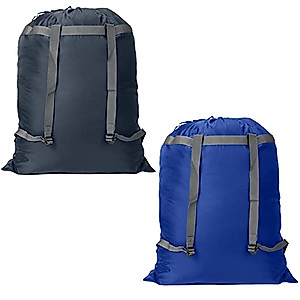 CALACH 2 Pack Extra Large Laundry Bag Backpack 27” x 34” Sturdy and Tear Resistant Backpack with Drawstring Closure and Shoulder Straps for College Dorm Laundromat, Apartment