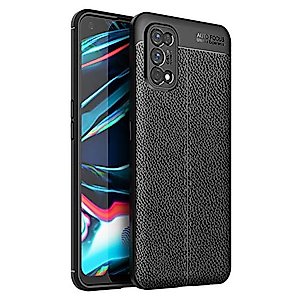 GUOQING for Oppo Realme 7 Pro Case,Shockproof High Impact Tough Rubber Rugged Hybrid Case Protective Anti-Shock Shatter-Resistant Mobile Phone CaseLeather Texture (Color : Black)