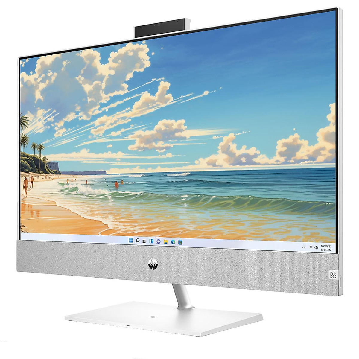 HP Pavilion All-in-One Desktop, 27" FHD Display, AMD Ryzen 7 5700U Processor, 16GB RAM, 1TB SSD, Micro-Edge, Anti-Glare, Wi-Fi 6, Webcam, HDMI, Wired Keyboard&Mouse, Windows 11 Home, White