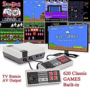 Retro Game Console, Classic Handheld Video Game Console, Built-in 620 in 1 FC Classic Video Games- AV Output Mini NES Console Plug and Play with 2 Controllers for Kids and Adults, Birthday Gift.